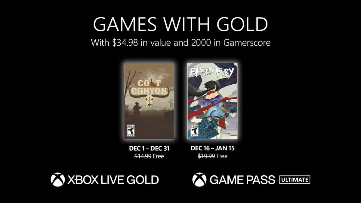 Games With Gold tras Colt Canyon e Bladed Fury em dezembro