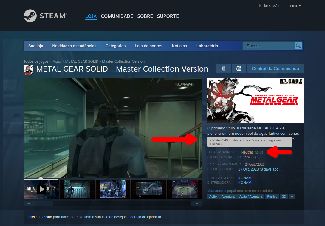 Metal Gear Solid Master Collection Vol. 1 recebeu críticas neutras na ...