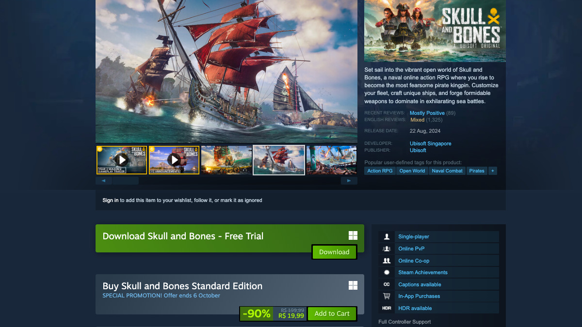 Esse jogo de R$ 199,99 está por R$ 19,99 no Steam