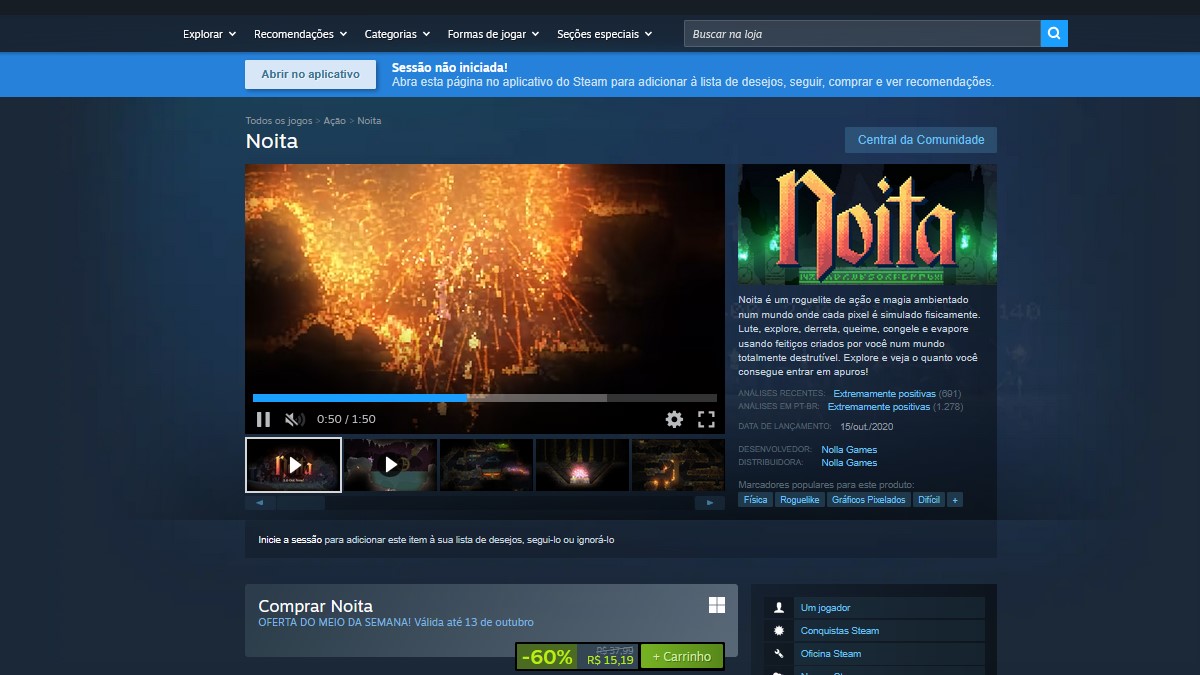 Roguelite de magia cai de R$ 37,99 para apenas R$ 15,19 no Steam