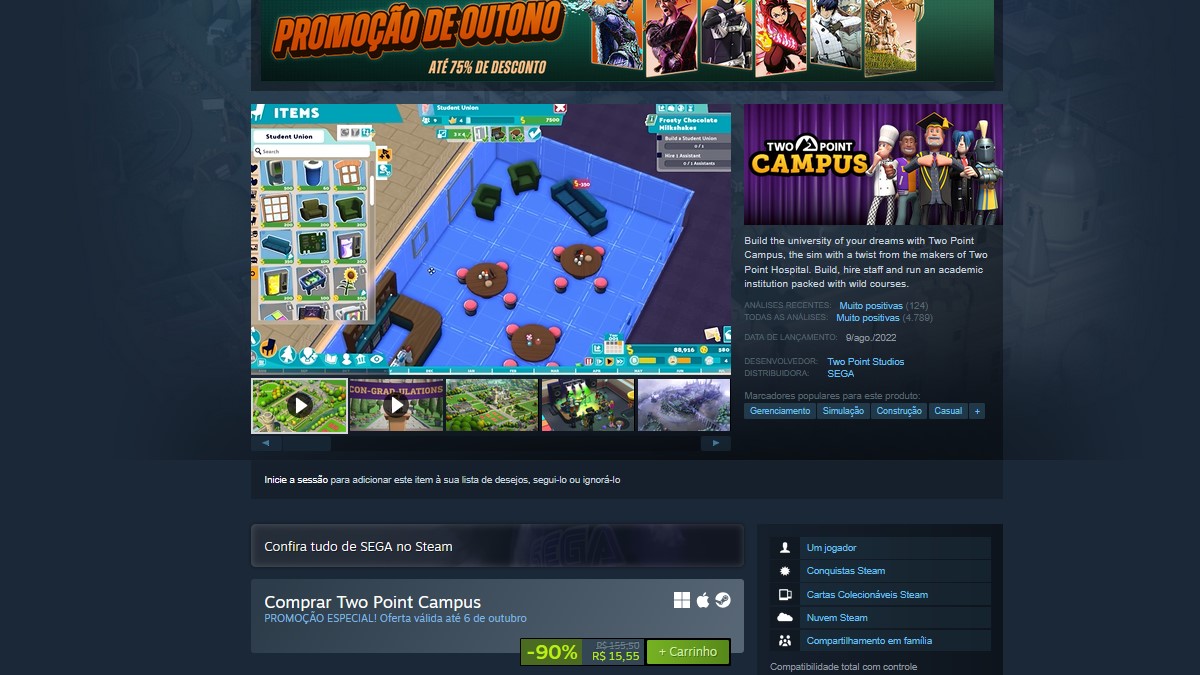Jogo de simulação cai de R$ 155,50 para apenas R$ 15,55 no Steam