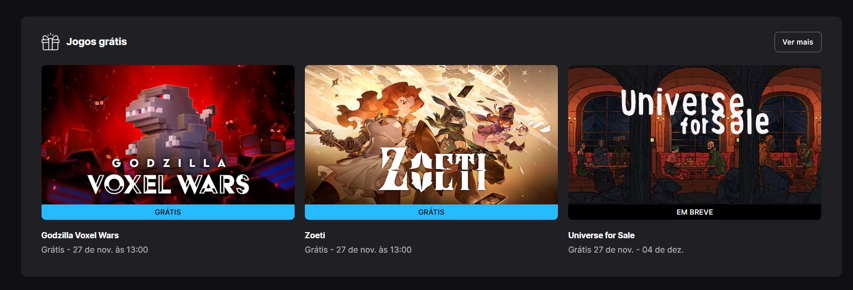 Epic Games libera 2 jogos de graça no PC