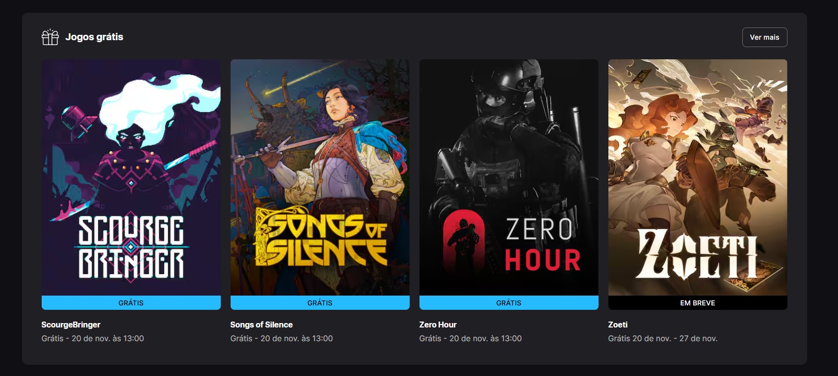 Epic Games libera 3 jogos de graça no PC