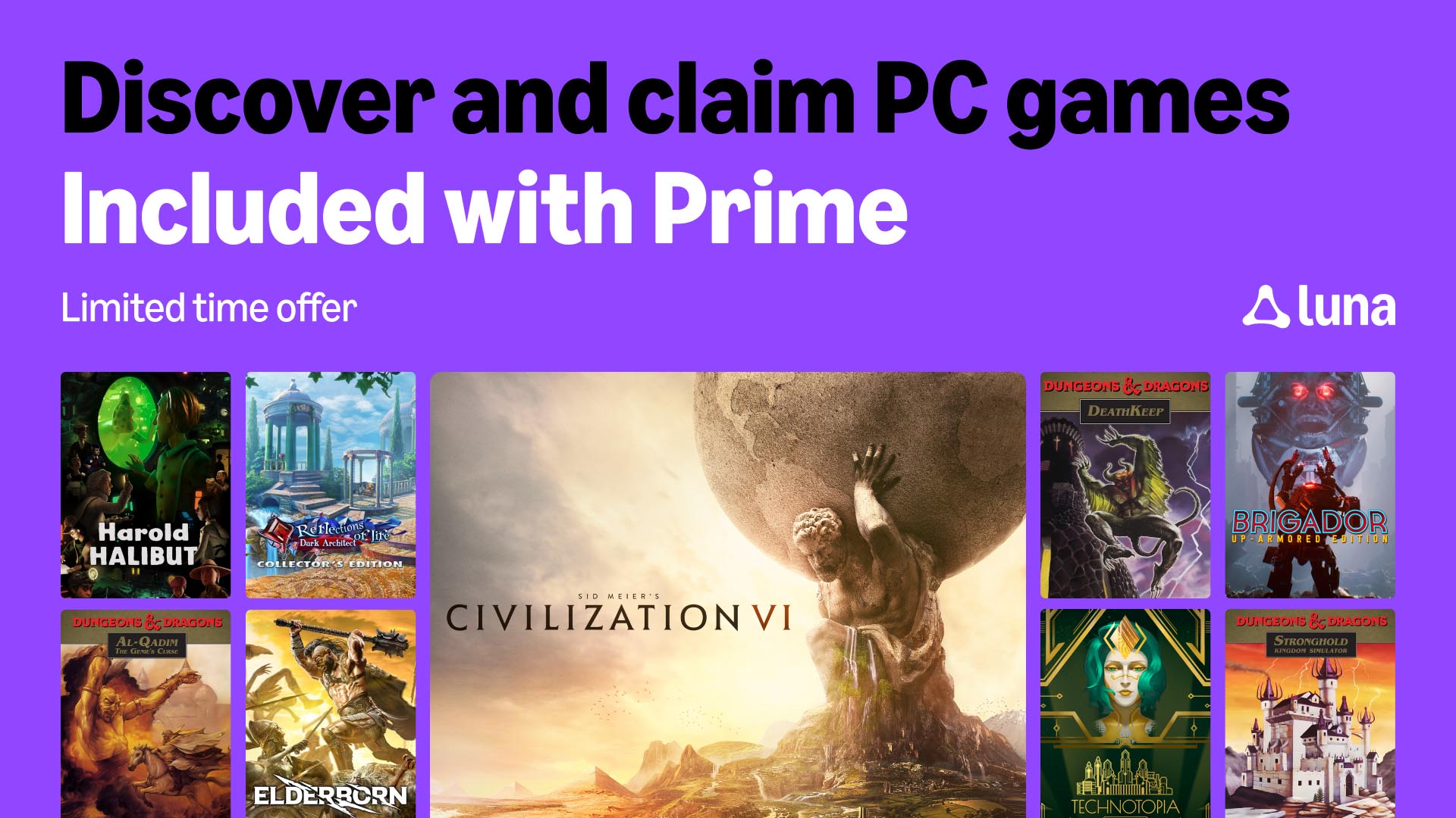 Amazon libera 2 jogos de graça no Luna para membros do Prime Gaming no PC
