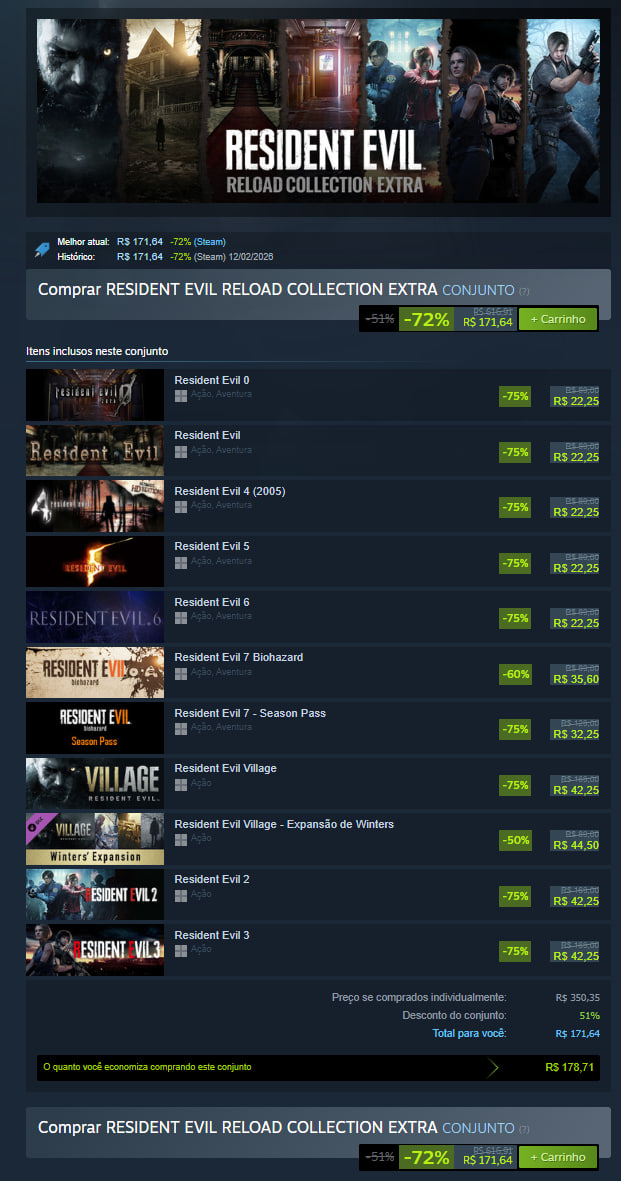 Steam libera novo pacote de Resident Evil; 9 jogos por R$ 171,64