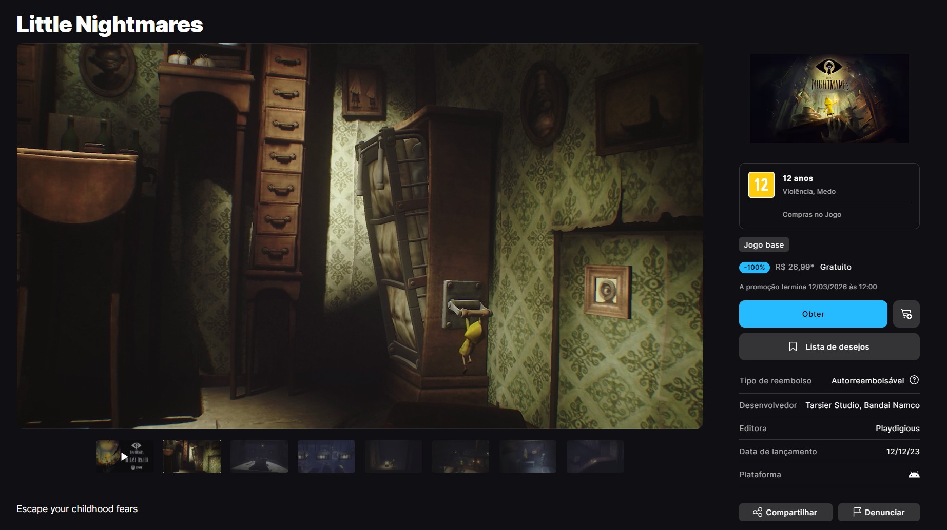 Epic Games libera Little Nightmares de graça no Mobile