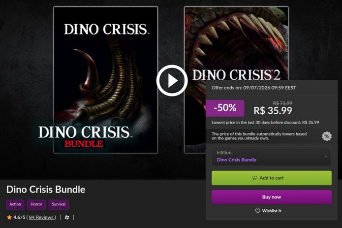 GOG libera o menor preço histórico de Dino Crisis Bundle para PC