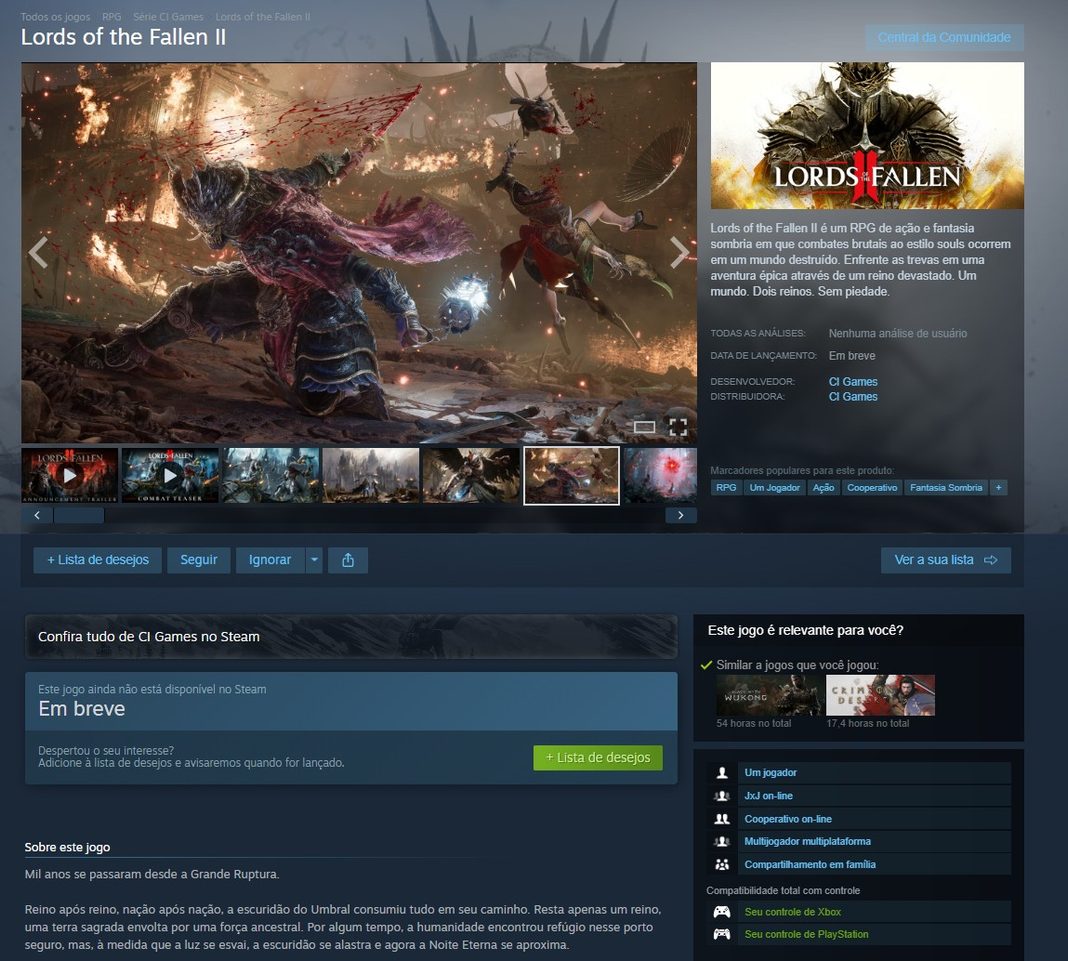 Lords of the Fallen II é liberado no Steam após quebra de contrato com Epic